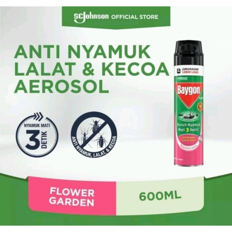 Jual 600ml Baygon Bunuh Nyamuk Mati 3 Detik Wangi Flower Garden Obat ...