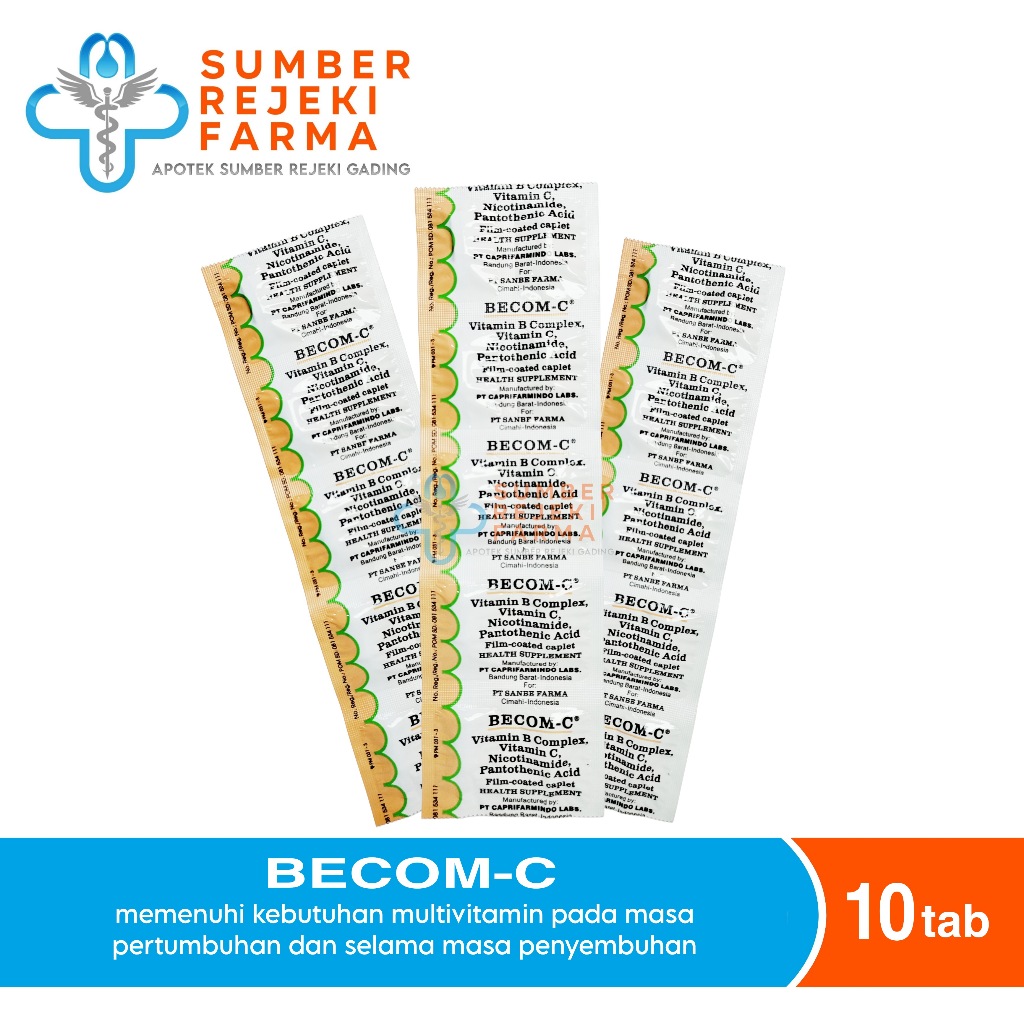 Jual Becom - C - Multivitamin dan Mineral Zinc (10 Kaplet) | Shopee ...