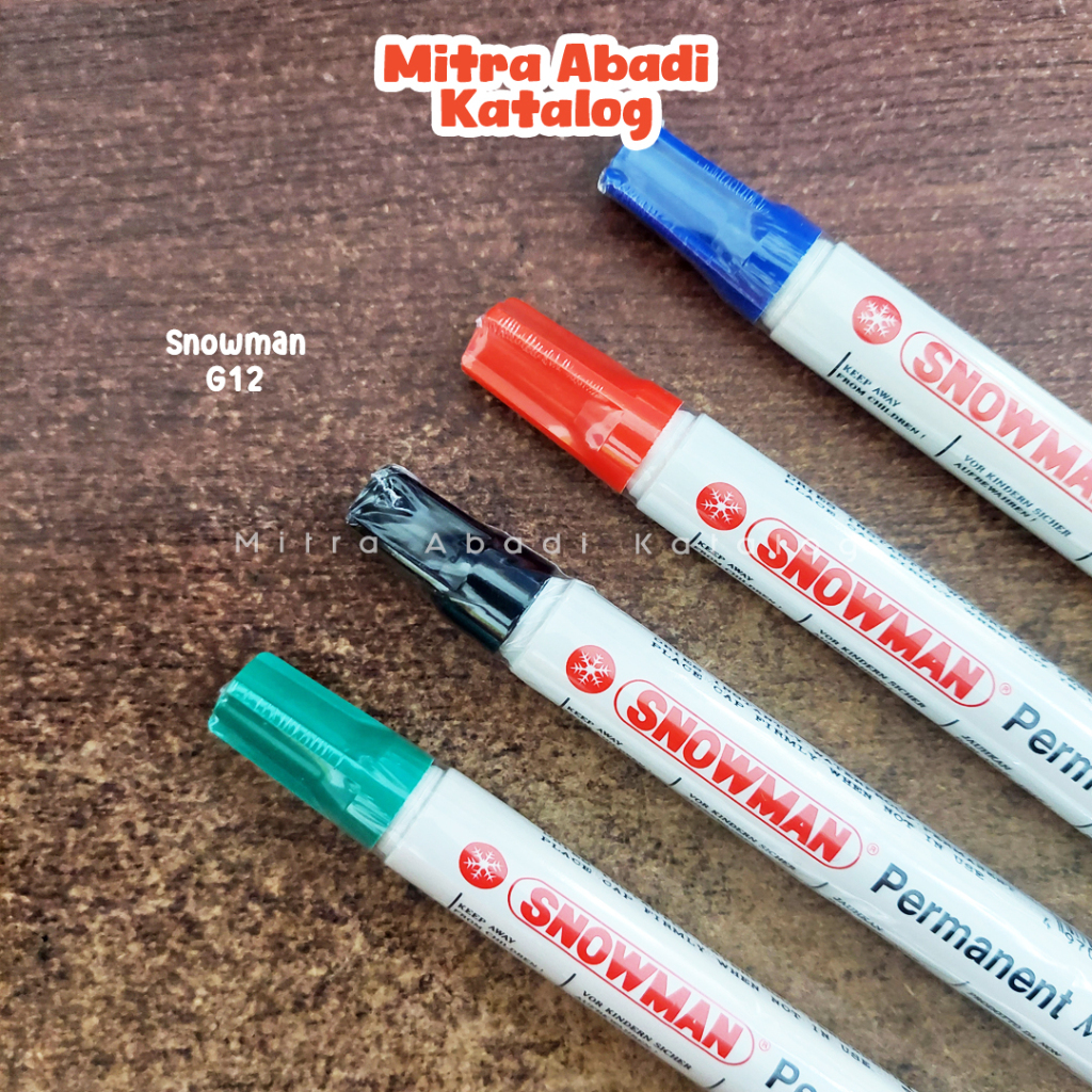 Jual SPIDOL PERMANEN SNOWMAN G12 / ORIGINAL WARNA TINTA HITAM BIRU ...