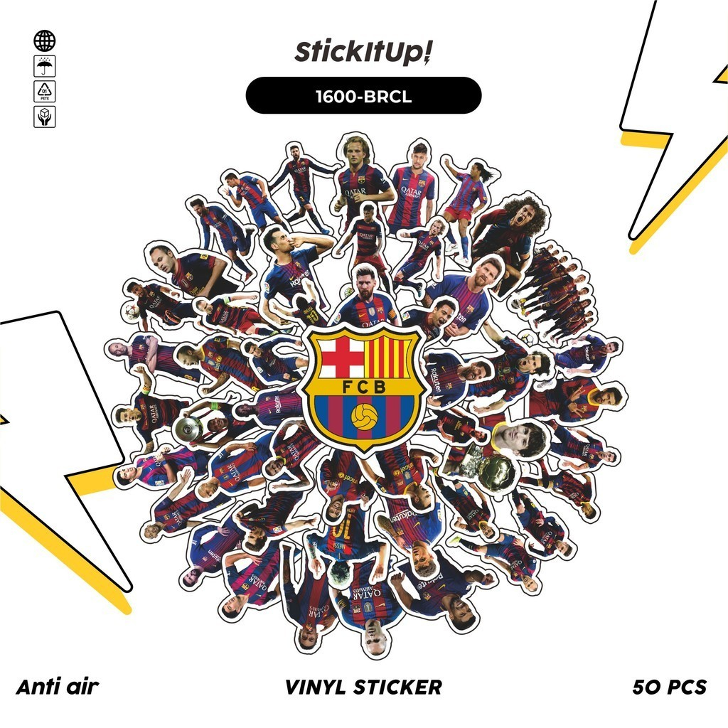 Jual COD 100 Pcs Stiker Pack FOOTBALL SERIES FC BARCELONA Lucu ...