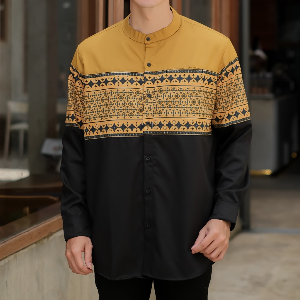 Jual MOUSHA Baju Koko Kurta Pria Lengan Panjang Sublim Batik 01 Bahan ...