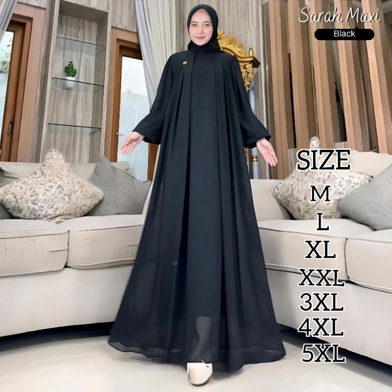Jual Gamis Jumbo Terbaru Sarah Maxy Bahan Ceruty Babydoll Fullpuring Ukuran M L XL XXL 3XL 4XL ...
