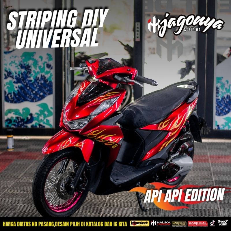 Jual STIKER STRIPING BEAT DELUXE MOTIF API API | Shopee Indonesia