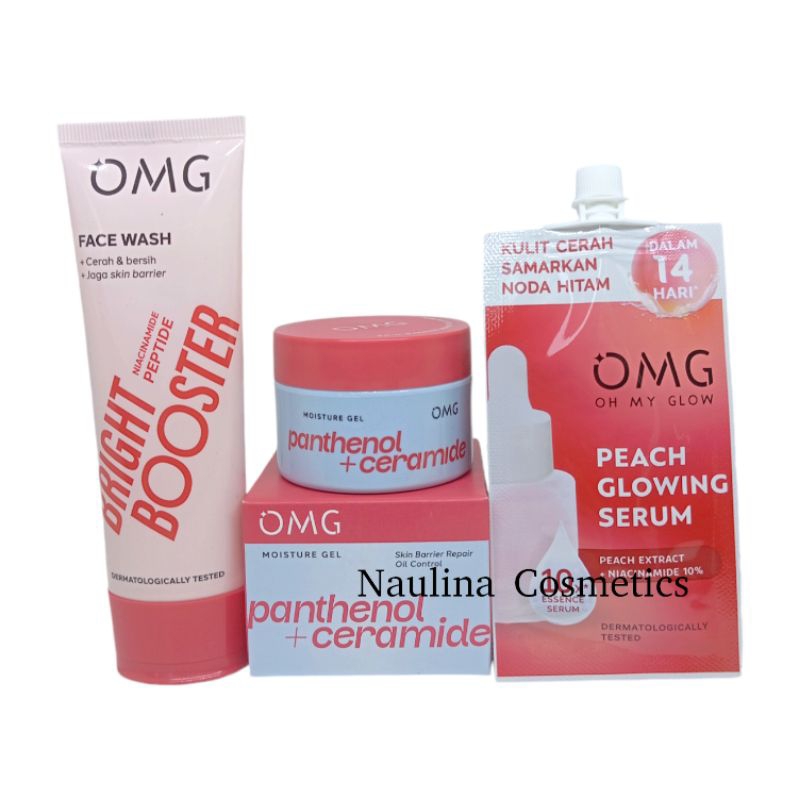 Jual Paket OMG Oh My Glow Peach Glowing 3pcs (Face wash, Moisturizer ...