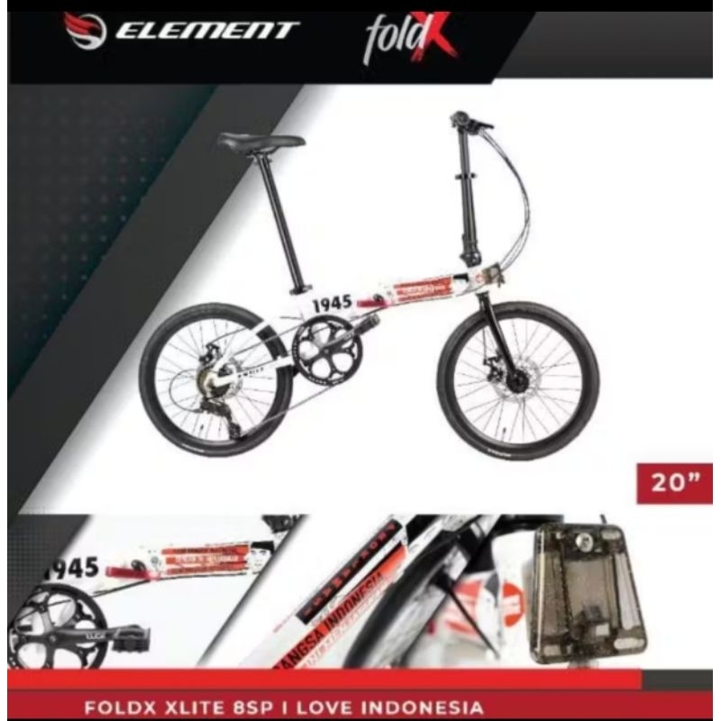 Jual SEPEDA LIPAT 20 ELEMENT FOLDX FOLD X LITE FULL ALLOY 8 SPEED EDISI I LOVE INDONESIA ...