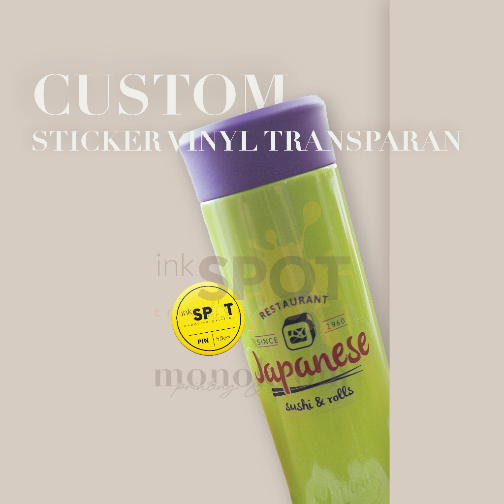 Jual Cetak Sticker Vinyl Transparan + Tinta Putih + Potong (2 x 2 cm s ...