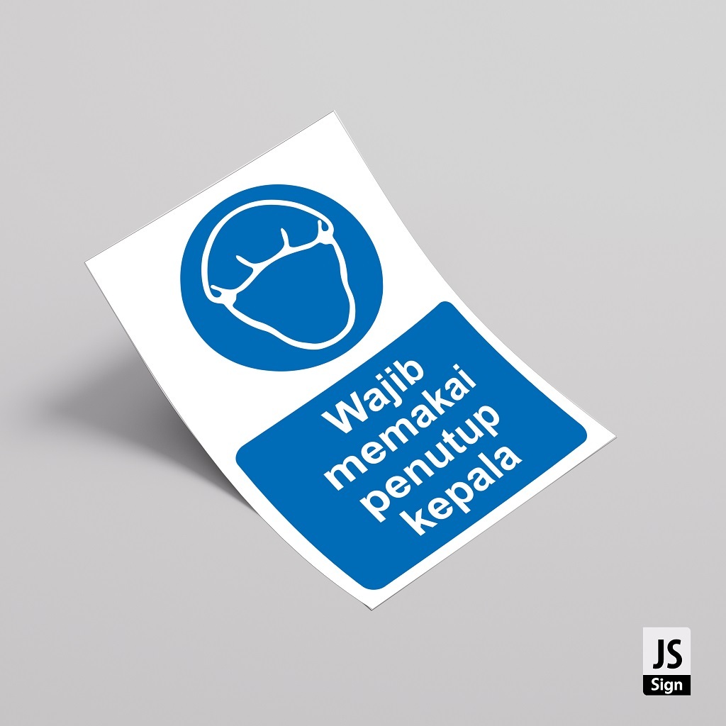 Jual STICKER K3 SAFETYSIGN WAJIB MEMAKAI PENUTUP KEPALA | Shopee Indonesia