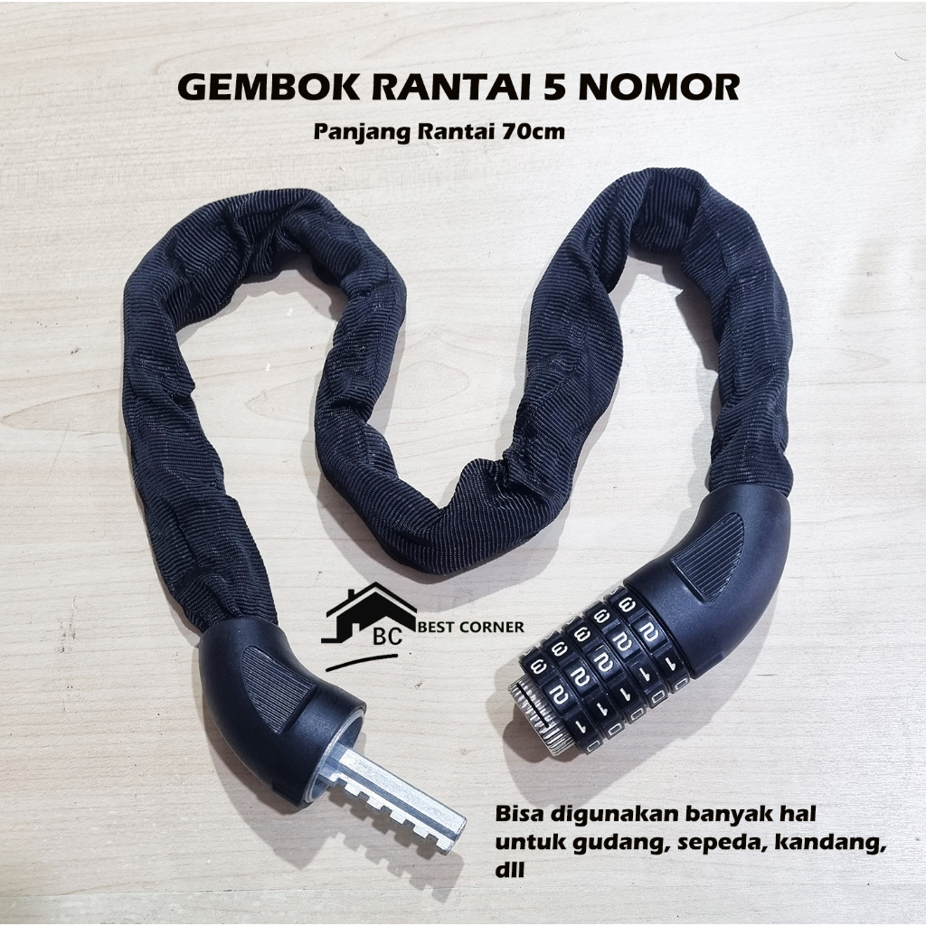 Jual Gembok Rantai sepeda / Gudang 5 nomor ( Rantai 70cm ) | Shopee ...