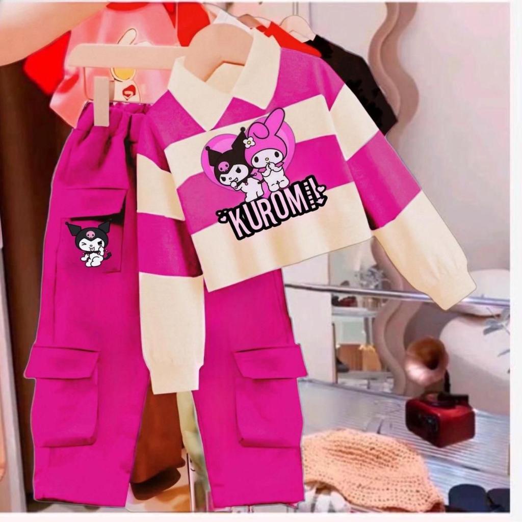 Jual Awet Set Cargo Anak Perempuan Setelan Baju Dan Celana Model Cargo ...