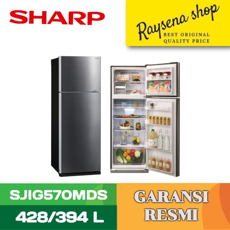Jual SHARP KULKAS 2 PINTU BESAR BIG 2 DOOR REFRIGERATOR SJIG570MDS ...