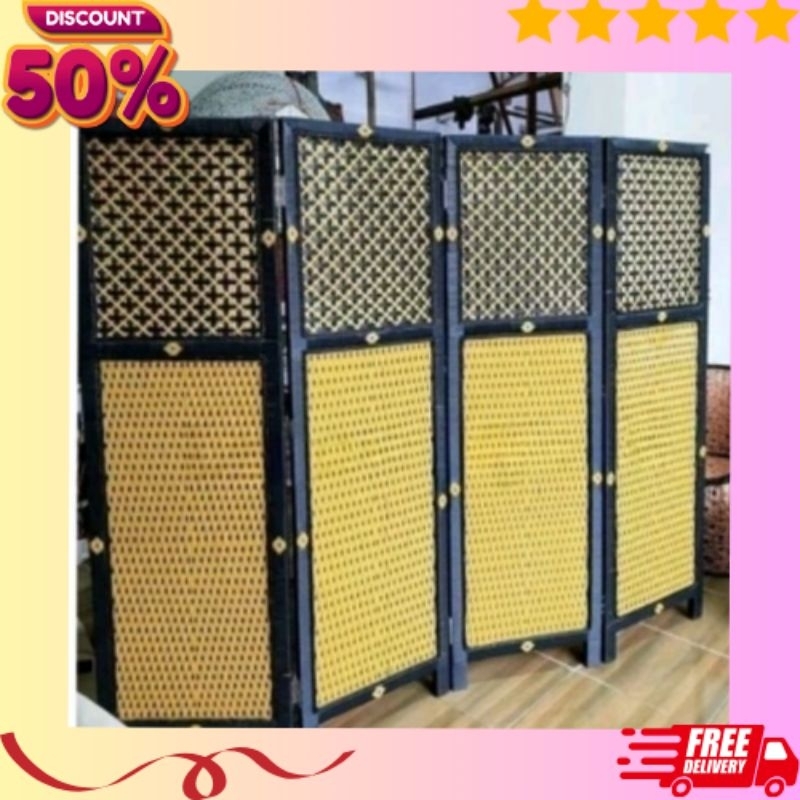 Jual Panel Pemisah Ruangan Rotan Sintetis Motif | Shopee Indonesia