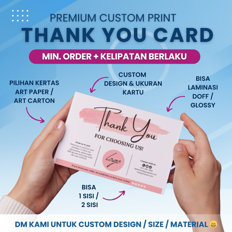 Jual [EXPRESS] Cetak Thank You Card Custom | Kartu Ucapan Terima Kasih Olshop Greetings | Murah ...
