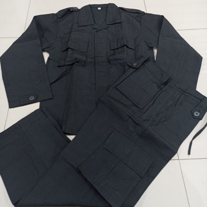 Jual SERAGAM STELAN PDL HITAM BAHAN RIPSTOK | Shopee Indonesia