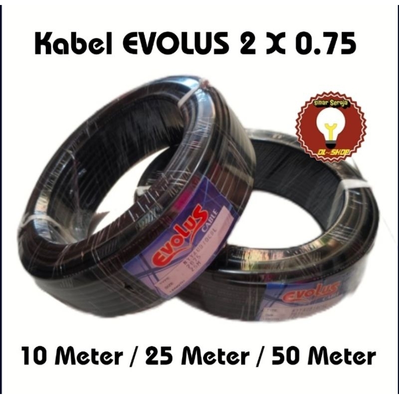 Jual Kabel Listrik Serabut 2 x 0, 75 10 Meter / 25 Meter Hitam EVOLUS | Shopee Indonesia