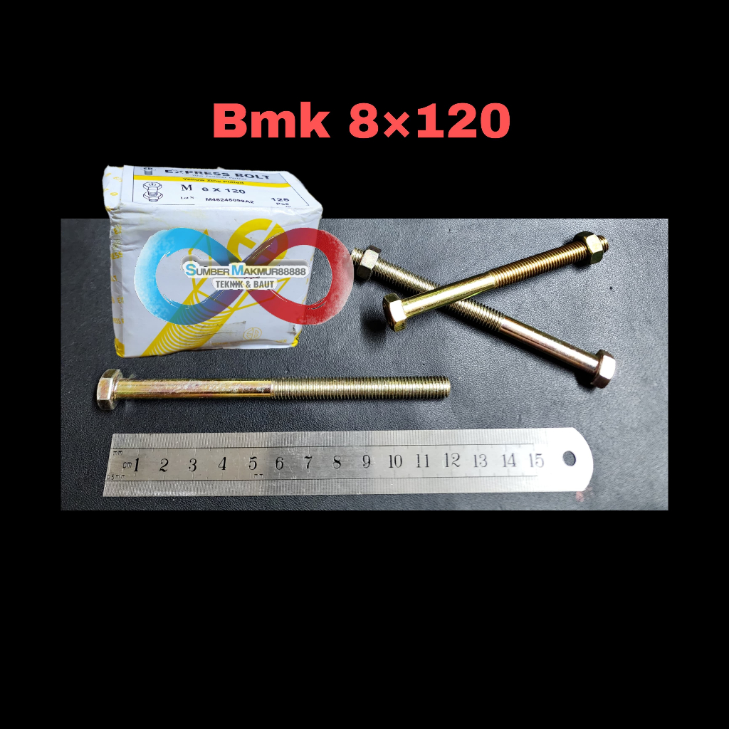 Jual BOX - baut mur kuning / bmk 8×120 ( Isi 110 pcs ) | Shopee Indonesia