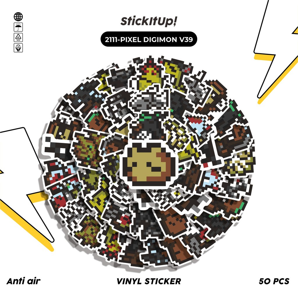 Jual COD 50 Pcs Stiker Pack PIXEL DIGIMON V39 Lucu Aesthetic Vynil ...