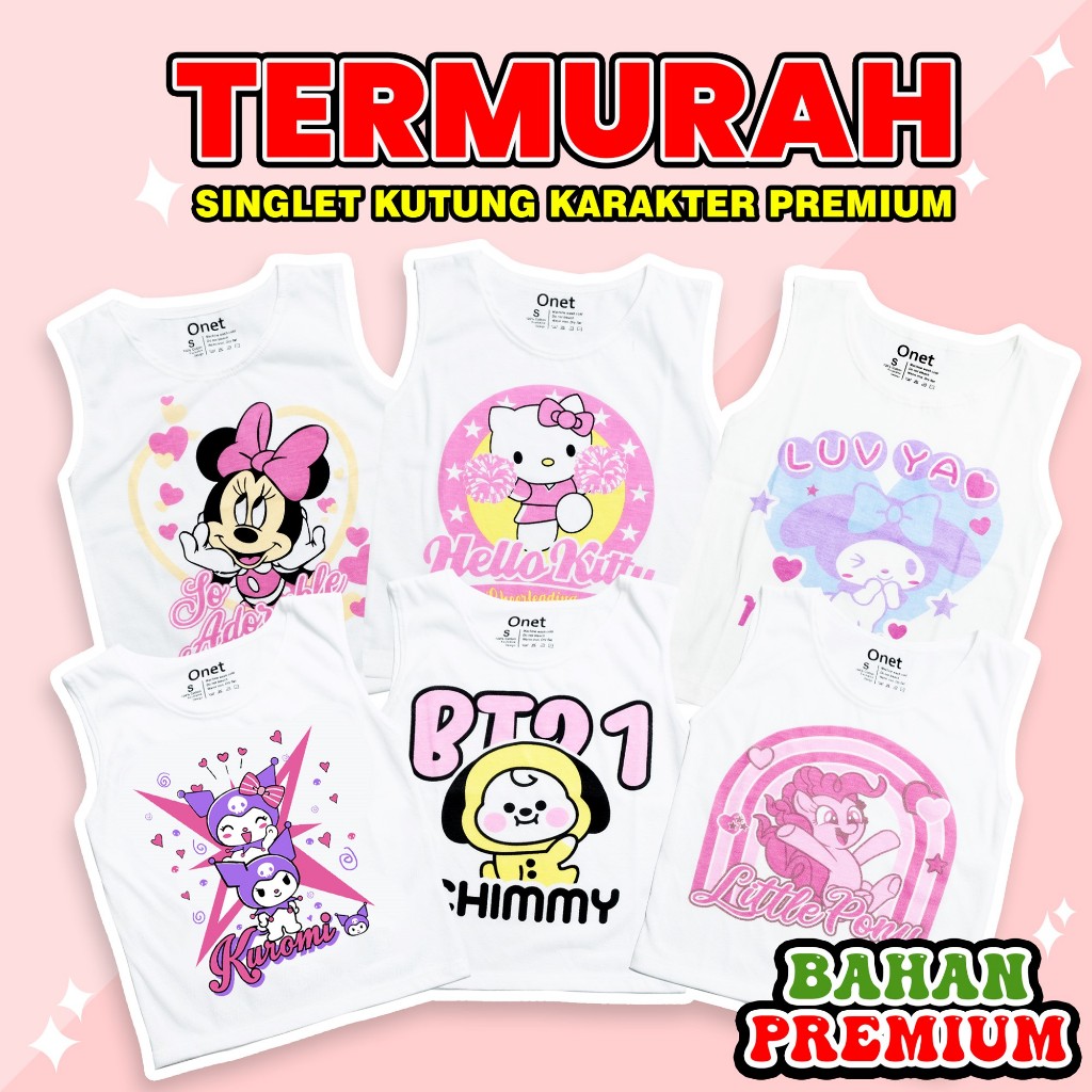 Jual Singlet Kutung Anak Perempuan Motif Sablon Karakter Kartun Lucu ...