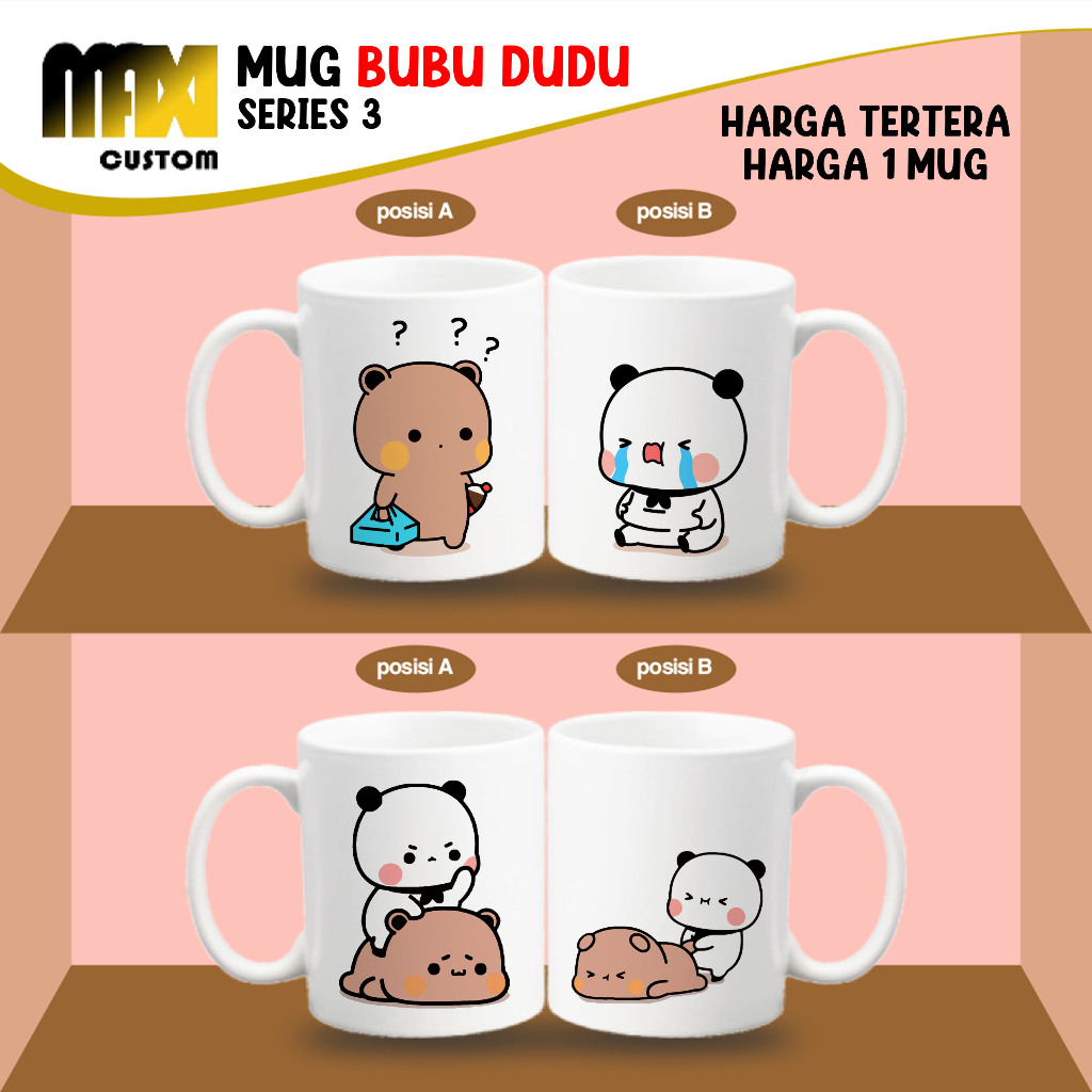 Jual MUG Bubu Dudu / Bear and Panda Bubu Dudu / MUG Cute / Mug Lucu ...