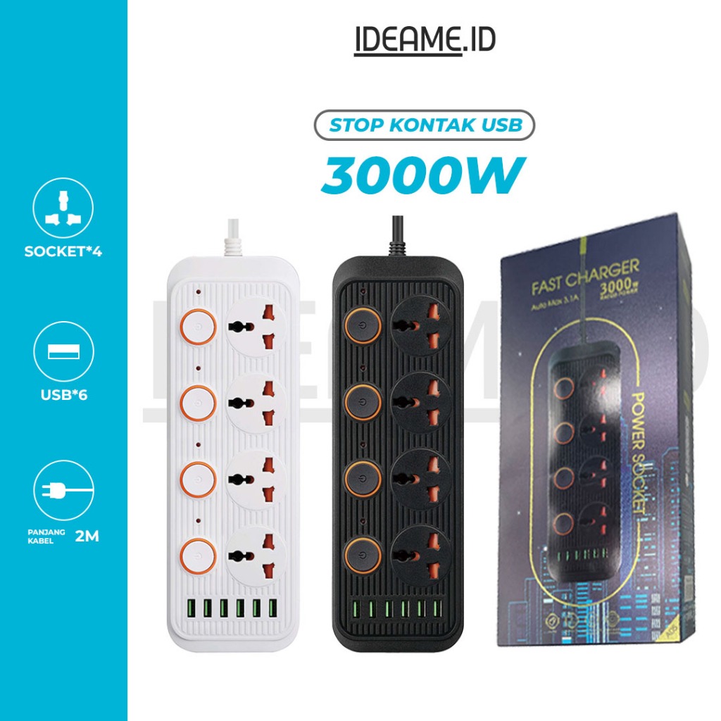 Jual Ideame Colokan Listrik 3 Way Stop Kontak Banyak Variasi / Stop Kontak USB Colokan Panjang ...