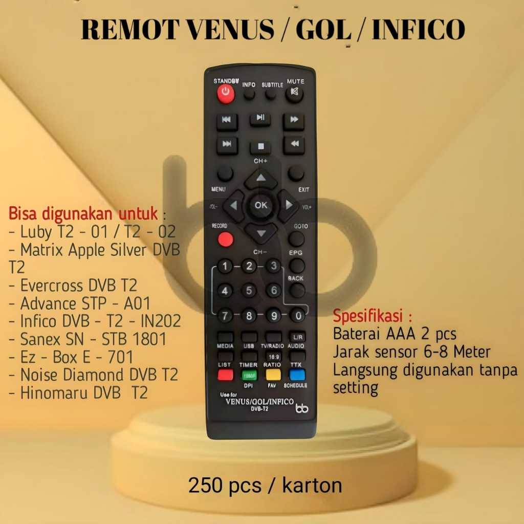 Jual Remote STB Universal Multi/Remot Set Top Box DVB-T2 Advance/Venus ...