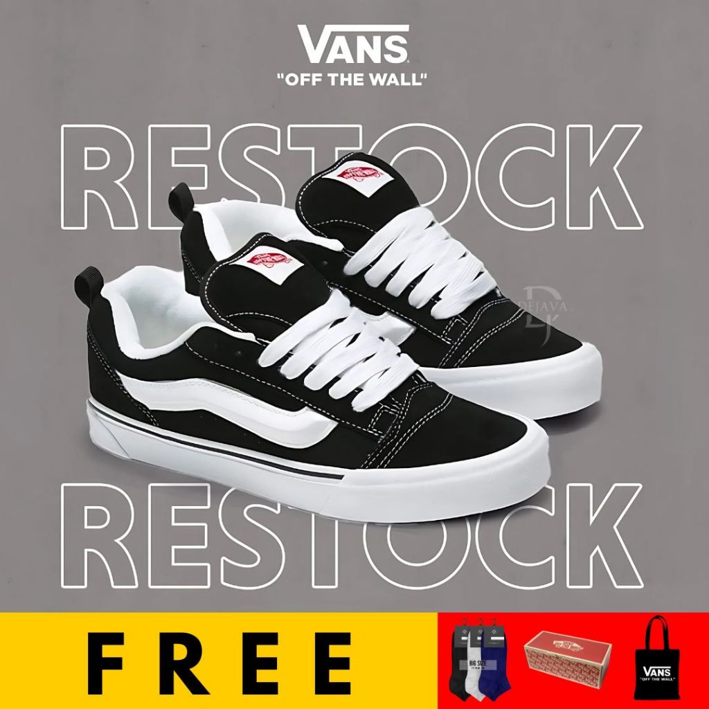 Jual Sepatu V4ns Knu Skool Black White Original Premium 100% Sneakers ...