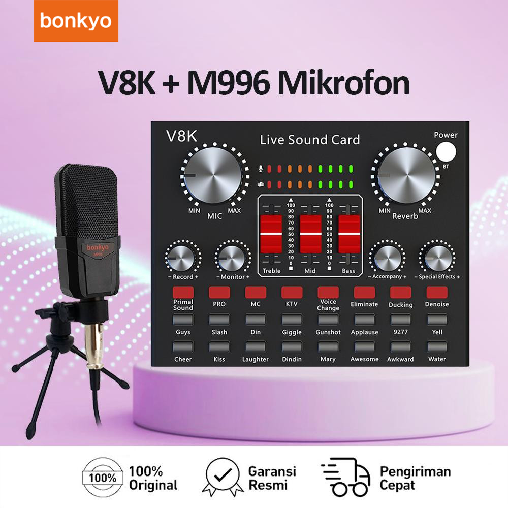 Jual Bonkyo V8K+M996 sound card set YouTube Facebook TIKTOK bernyanyi ...