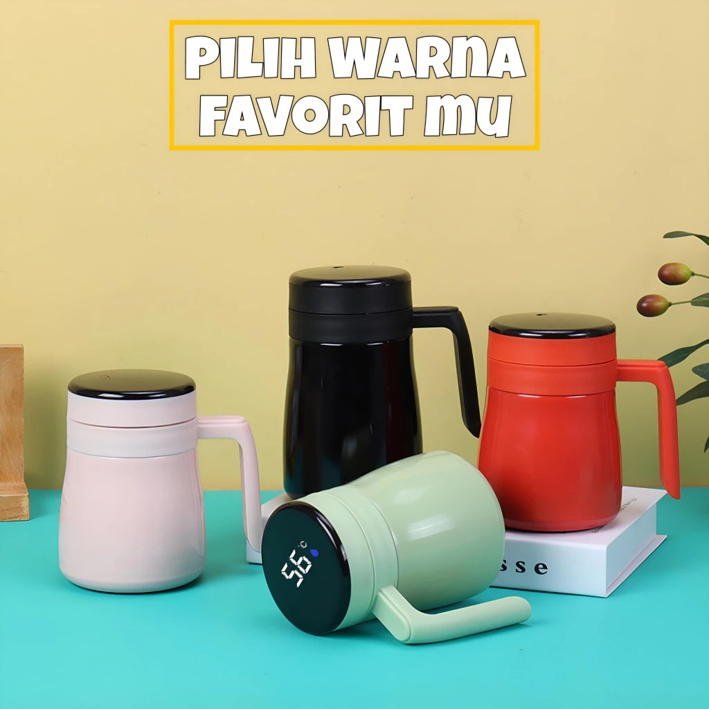 Jual SumberAbadi Termos Cangkir Mug Kantor Stainless Steel SUS 304 Suhu LED Double Wall+Saringan ...