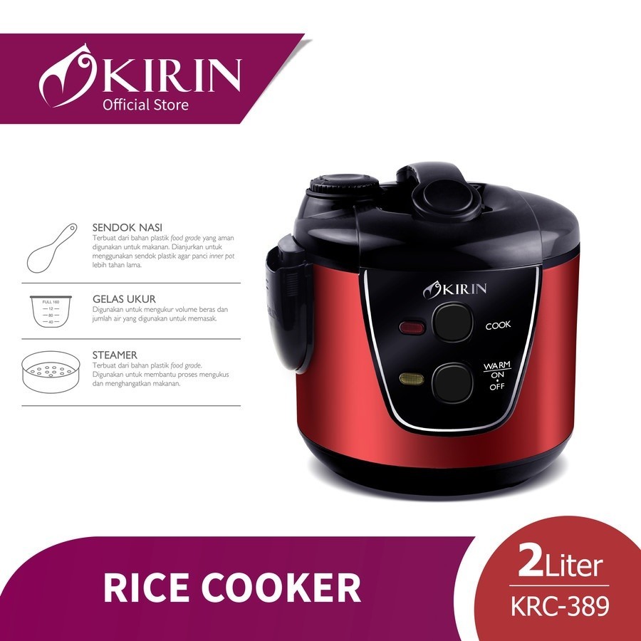 Jual KIRIN Rice Cooker Stainless Steel 2 L - KRC-389 - ORIGINAL | Shopee Indonesia