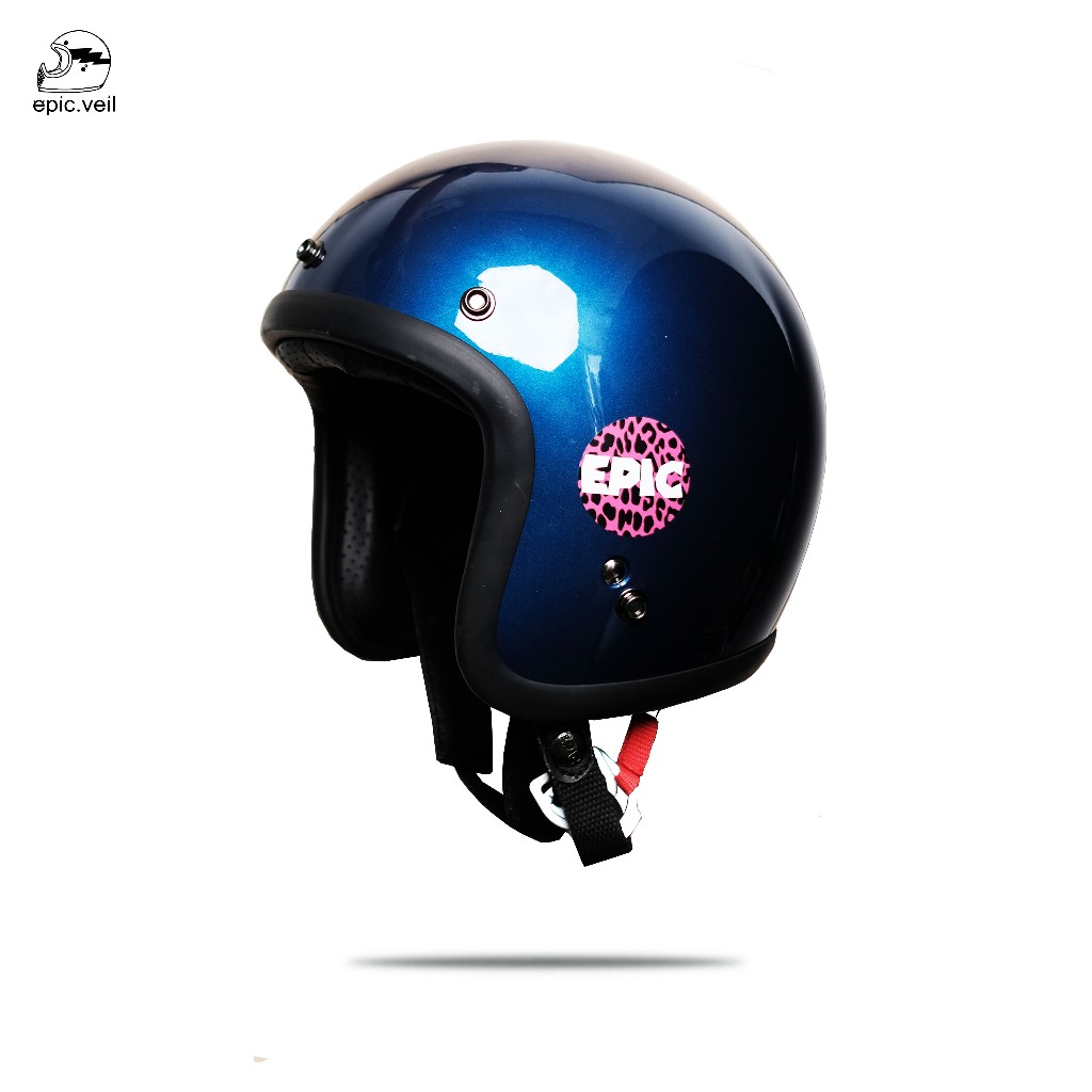 Jual Epic Veil Slim Head EV-500 Open Face Basic Navy Glossy List Black ...