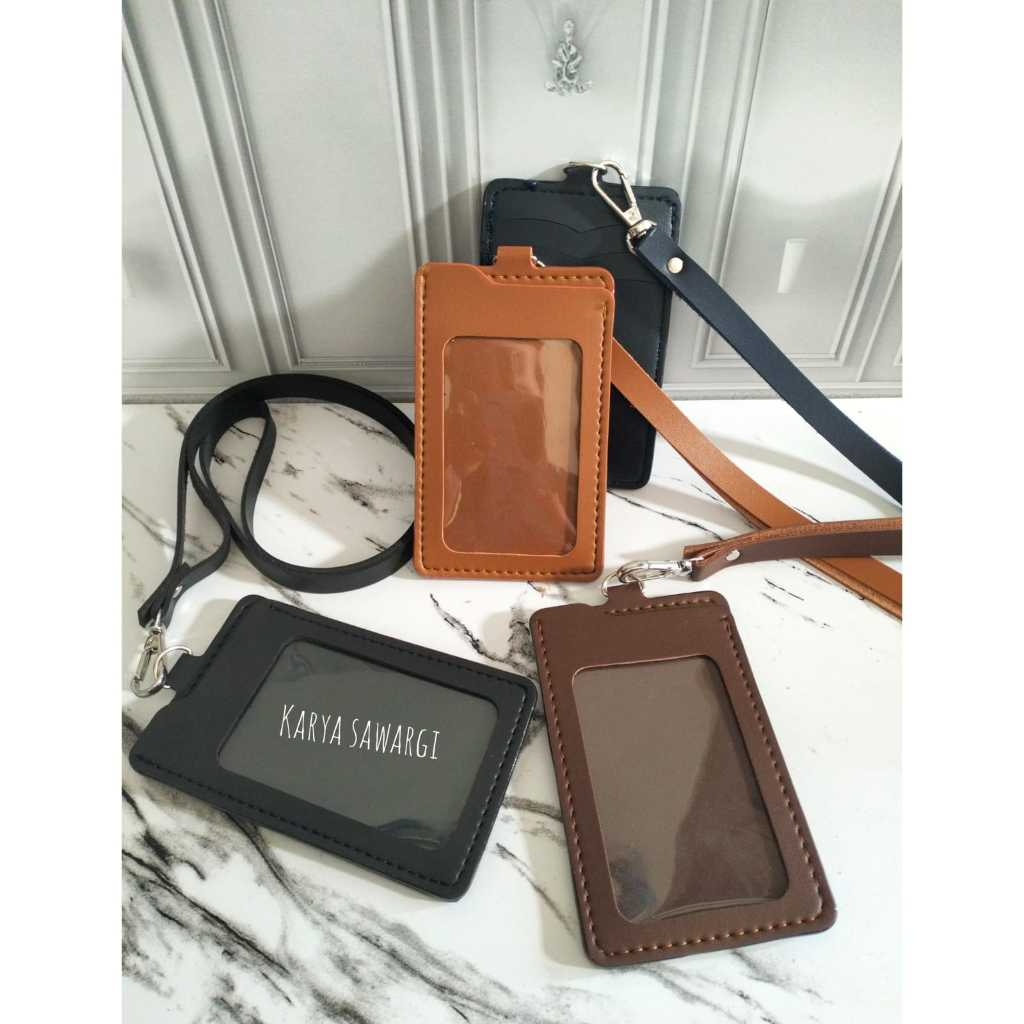 Jual ID Card Holder Name Tag Holder Kulit - 01 | Shopee Indonesia