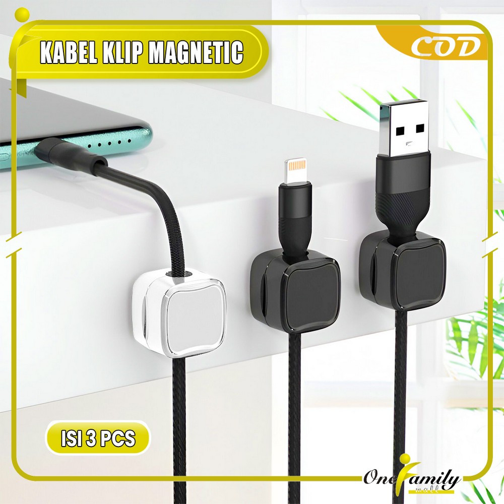 Jual ONE-C1088 Cable Holder Organizer Isi 3pcs Kabel Klip Magnetic ...