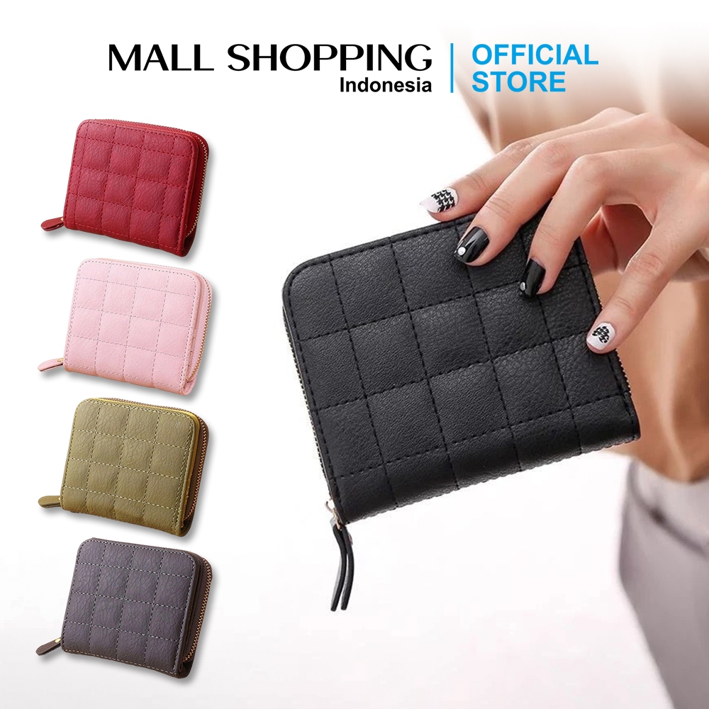 Jual COD Dompet Kartu Wanita motif kotak Dompet Koin simple Dompet Cewe MALL SHOPPING | Shopee ...