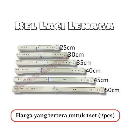 Jual 1 Pasang Rel Laci Furniture Lenaga Adaar 25 - 50cm 250 - 500mm ...