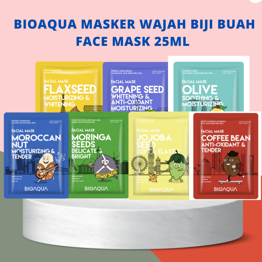 Jual BIOAQUA Masker Wajah Cereal Sheet Mask & Biji Buah Face Mask 25ml ...