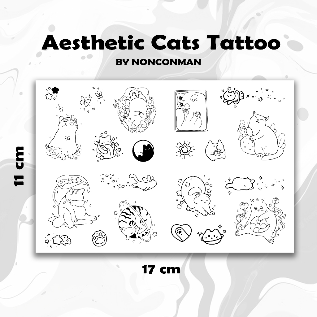 Jual Fruit Ink Temporary Aesthetic Cat Tattoo Tato Temporer Kucing ...