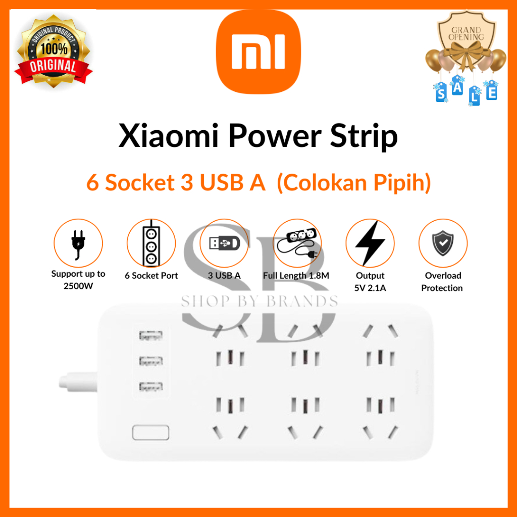 Jual Stop Kontak XIAOMI Smart Power Strip - Colokan Listrik 3 4 6 Lubang + USB C | Shopee Indonesia