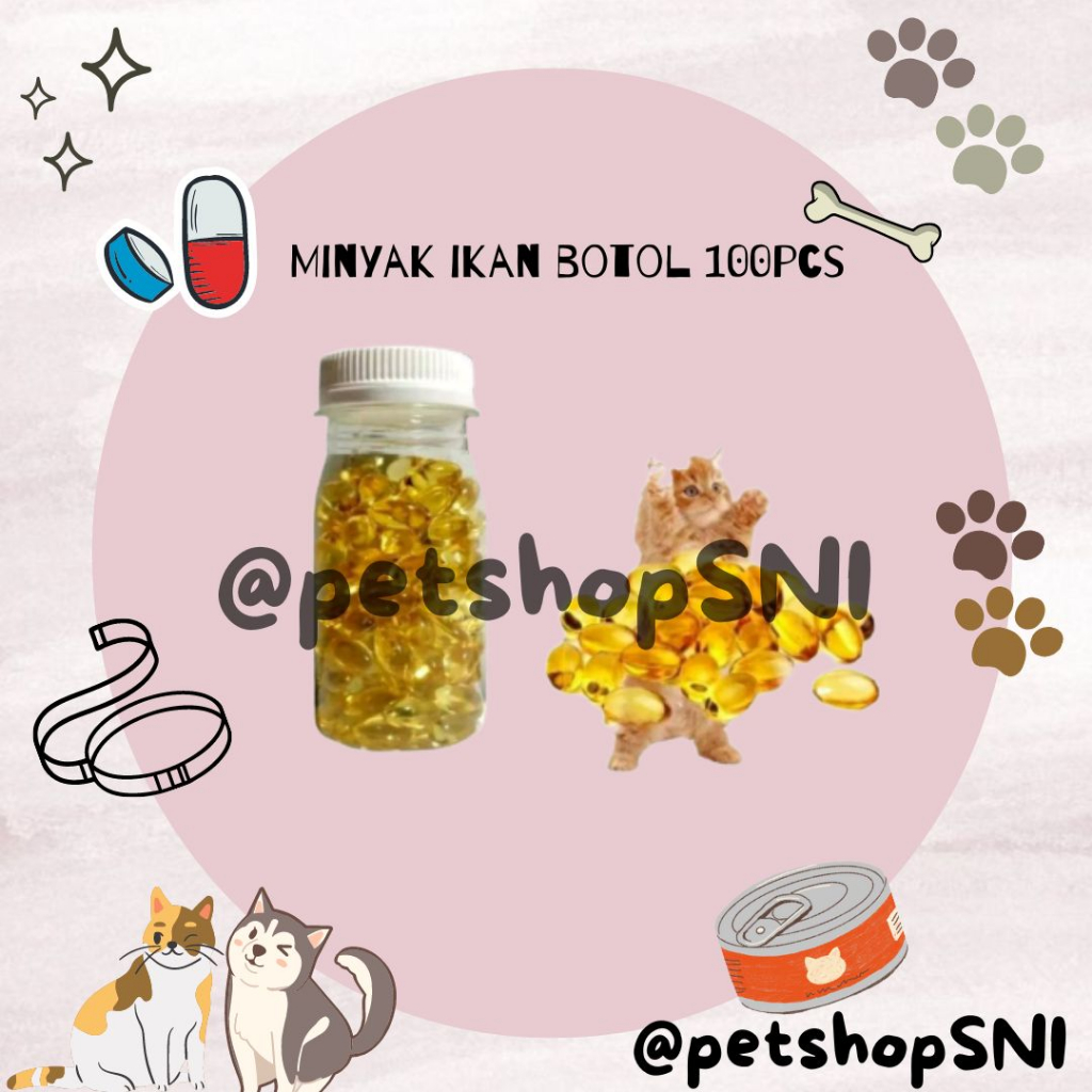 Jual MINYAK IKAN BOTOL ISI 100 & MAX OFISH 70ML caps vitamin anjing ...
