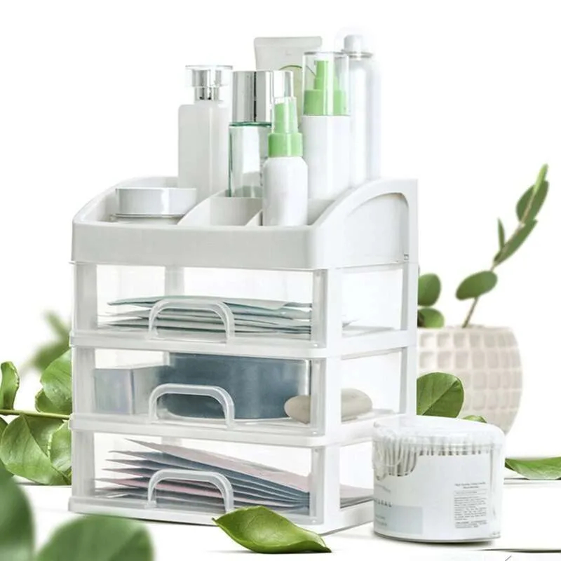 Jual RAK KOSMETIK PLASTIK 3 susun laci mini jepit karet tempat ...