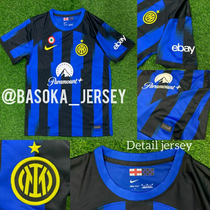 Jual Jersey Bola INTER Milan HOME 2023 2024 HITAM BIRU logo kuning ...