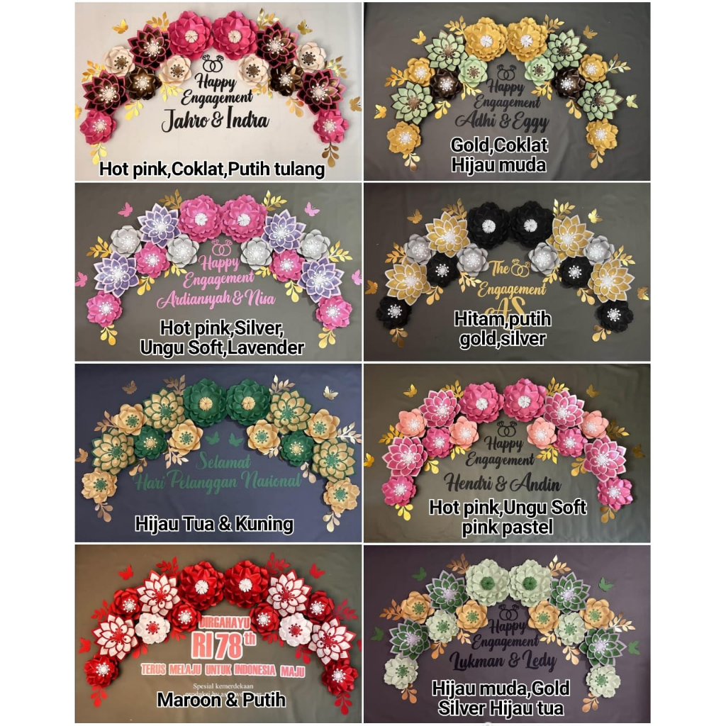 Jual Dekorasi lamaran engagament wedding tasyakuran paper flower set ...
