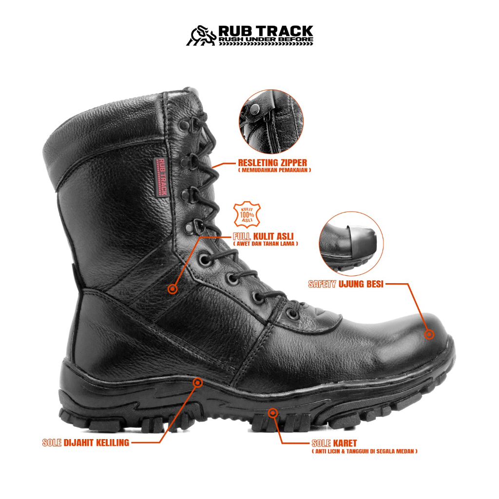Jual SEPATU PDL KULIT ASLI ROVER PRIA SAFETY UJUNG BESI RESLETING ZIPER ...