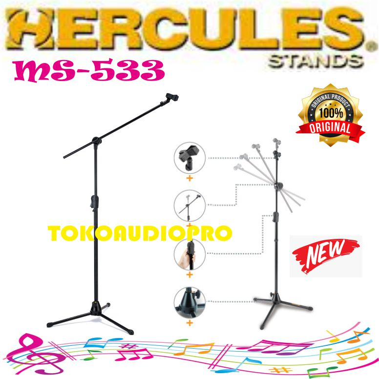 Jual Stand Mic Hercules MS533B Hideaway Boom Stand MS-533b | Shopee ...