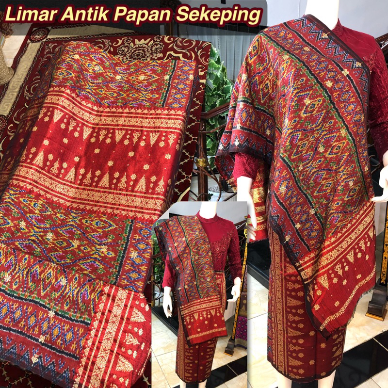 Jual Songket Limar Antik Papan Sekeping Maroon/ songket tenun asli ...