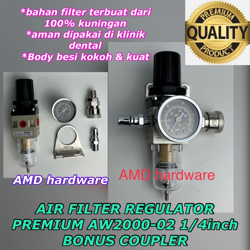 Jual Air Filter Regulator SET Dental AW2000-02 1/4"inch Single DOUBLE ...