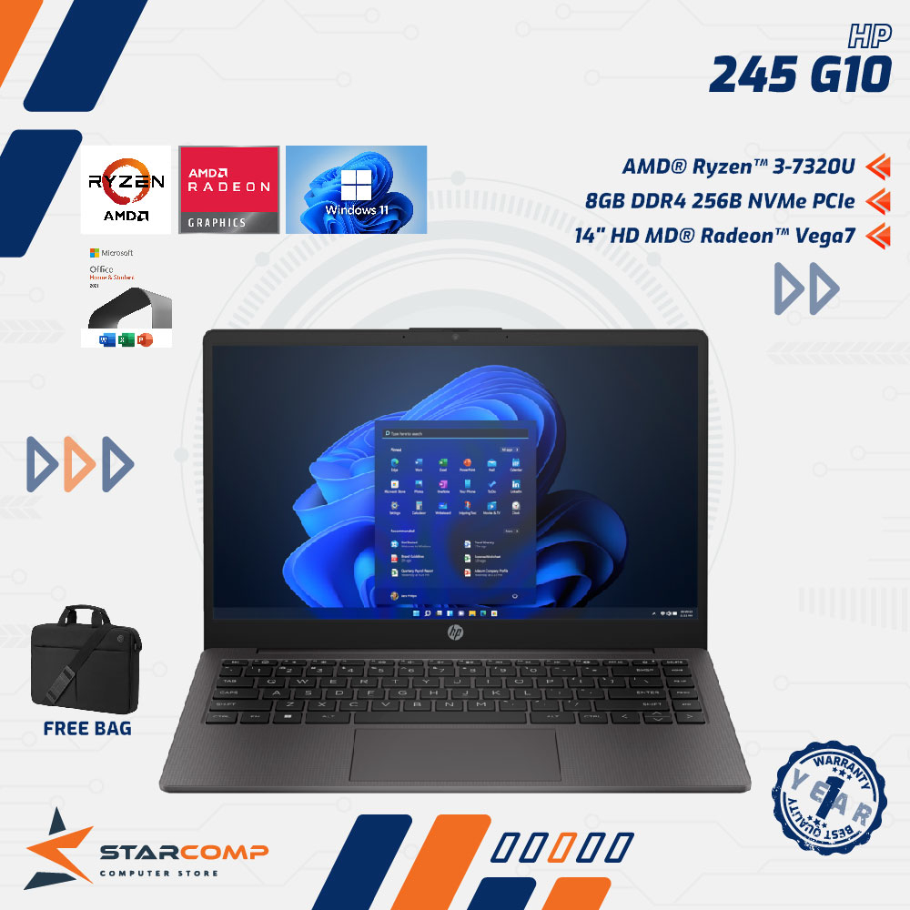 Jual Laptop HP 245 G10 Ryzen 3 7320U 8GB 256GB SSD Radeon Vega7 14" W11 ...