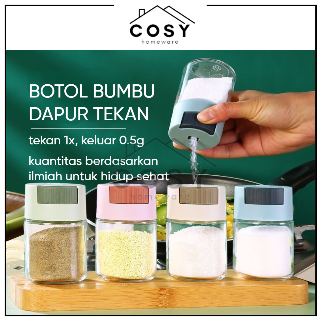 Jual COSY Botol Kaca Tempat Bumbu Garam Gula Tekan Otomatis / Wadah ...