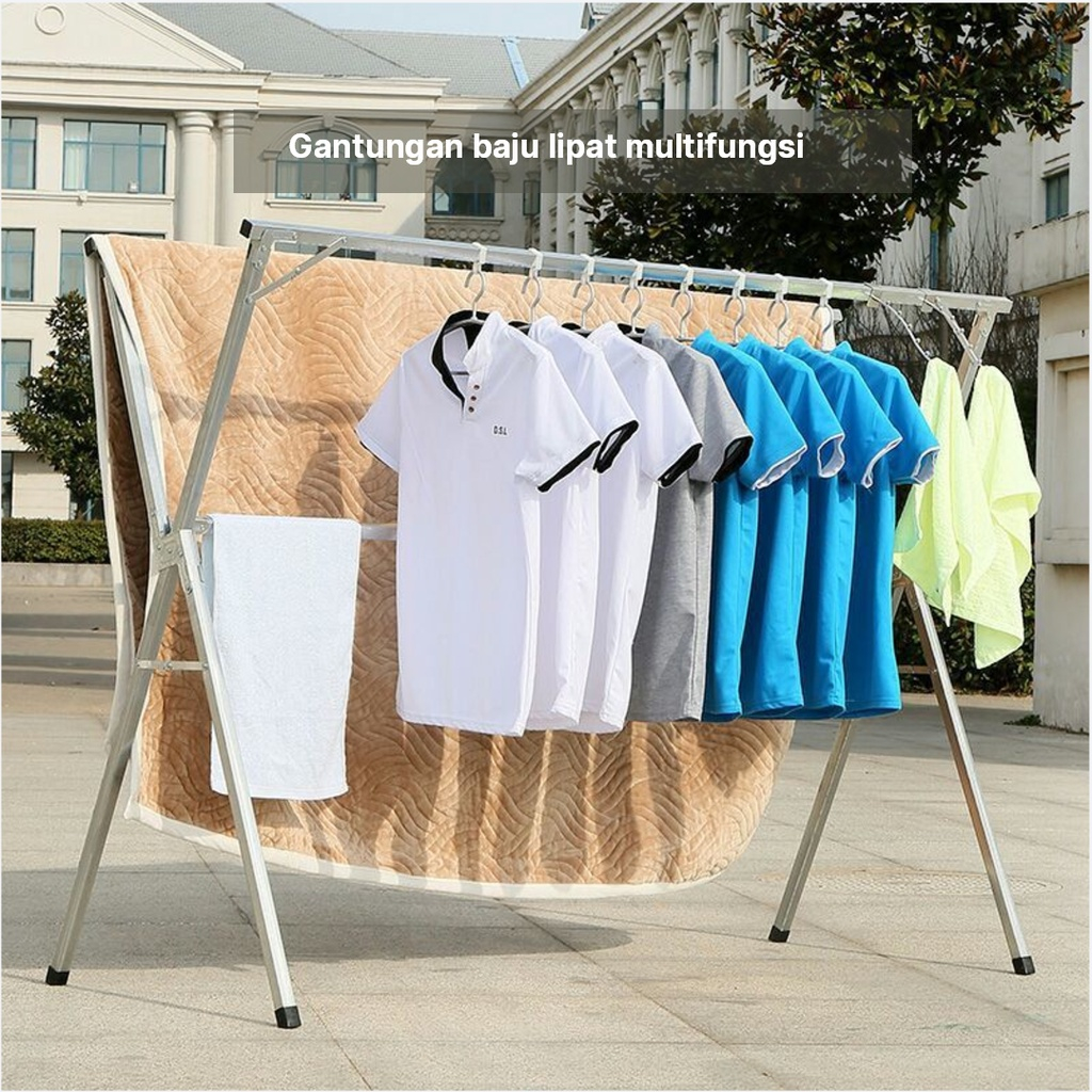Jual Jemuran Baju Lipat Stainless Steel Jemuran Pakaian Anti Karat Kuat ...