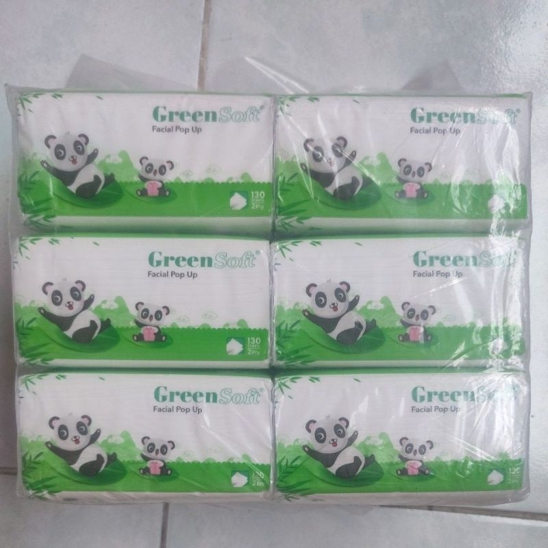 Jual Tisu Pop Up merk Green soft 1 pak isi 6 , 2 ply 130 sheets ...
