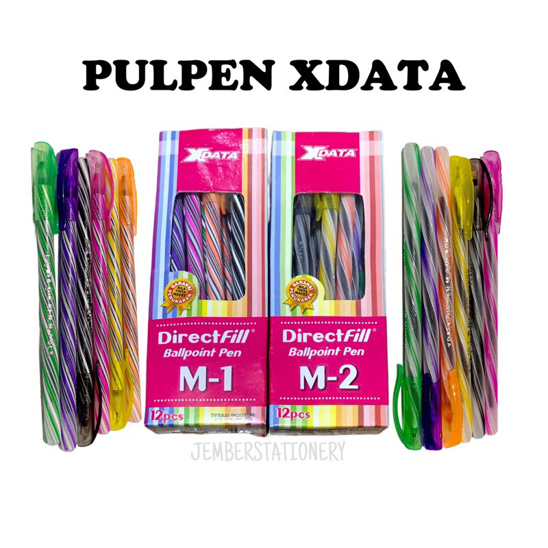 Jual pulpen x data pelangi pulpen motif liris tinta hitam 12 pcs atau ...