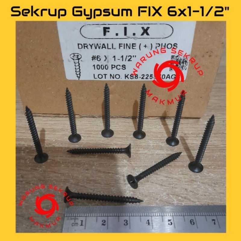 Jual (100 pcs) Sekrup Gypsum 6x1-1/2 / Drywall Screw / Skrup Gipsum 4CM | Shopee Indonesia